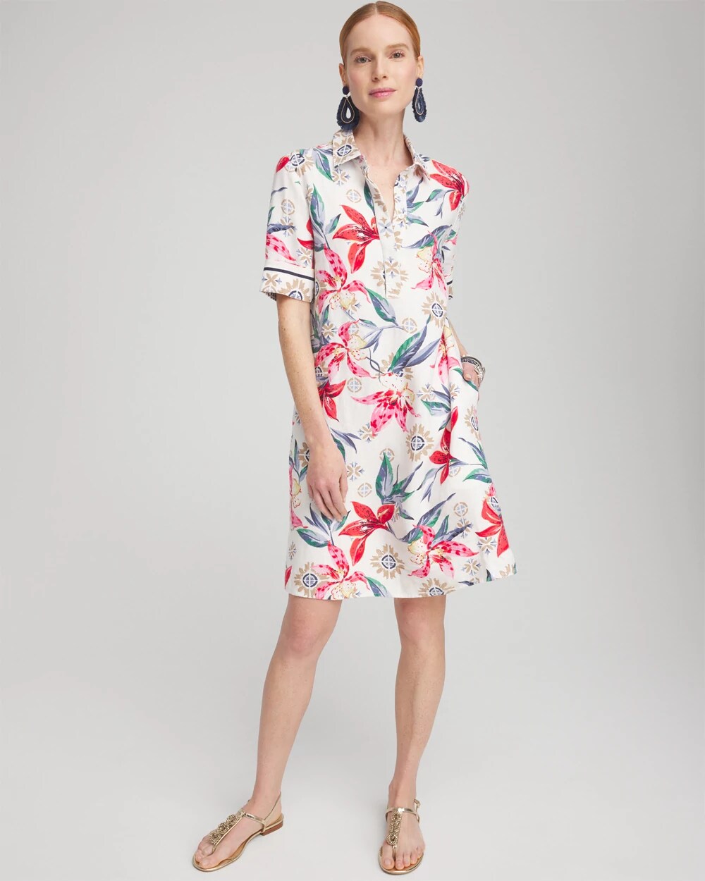Linen Floral Popover Shirt Dress | Chico's Linen Floral Popover Shirt Dress | Chico's